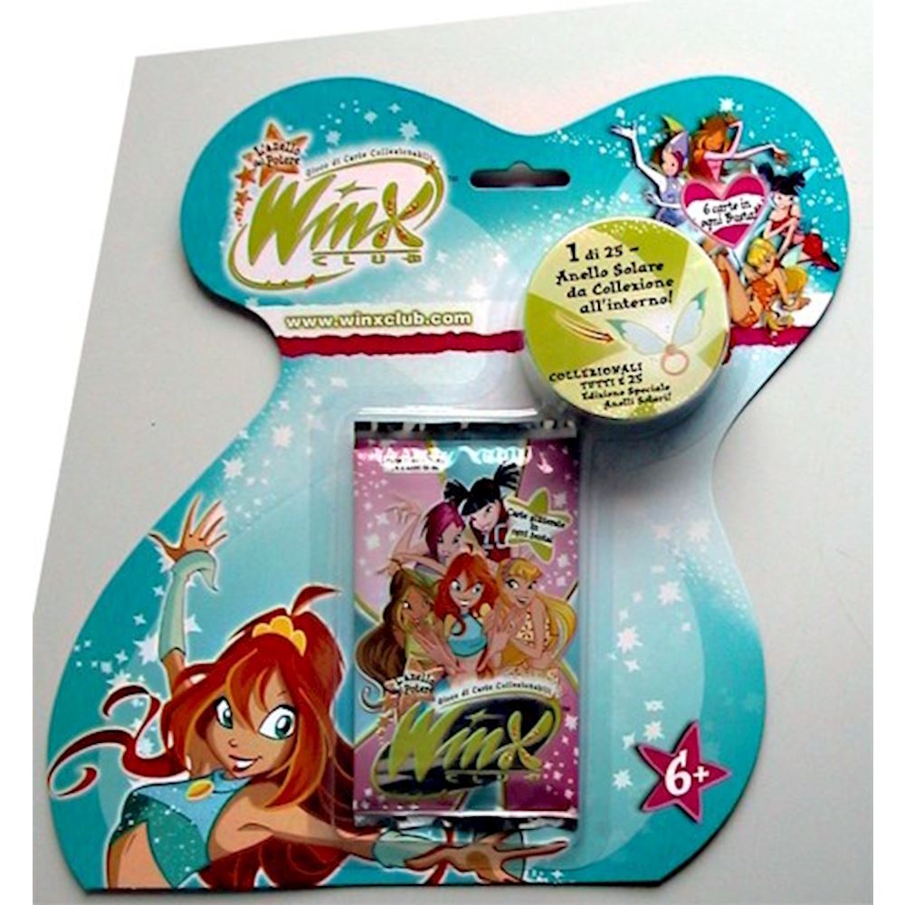 Winx box 6 buste blister + 6 anelli Winx (6 carte in una bustina + 1 ...