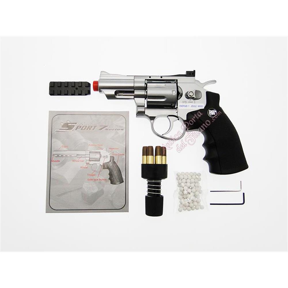 Pistola CO2 REVOLVER 708 Silver full metal tamburo rotante Riproduzioni ...
