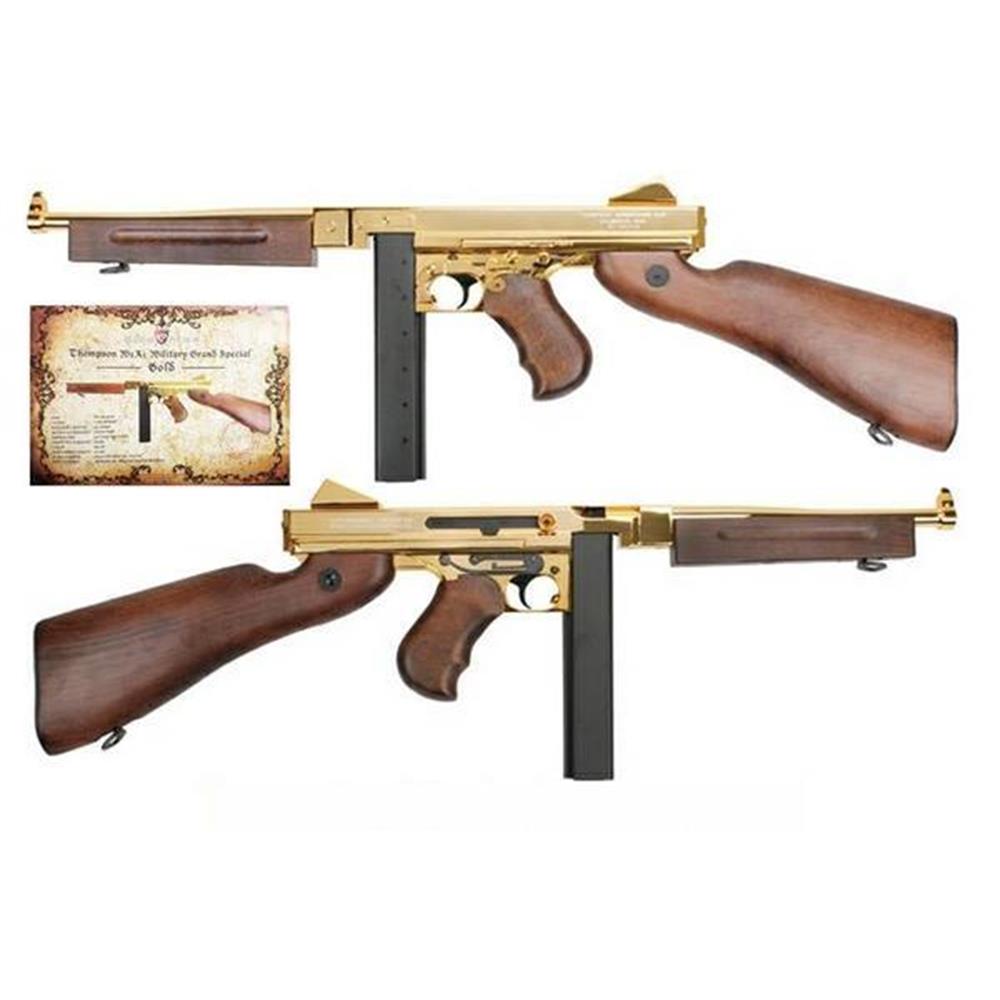 Fucile Elettrico in vero legno e metallo M1A1 Thompson ORO by King Arms ...