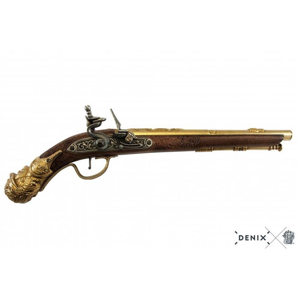 Pistola Spark Gun Germania secolo XVII Flintlock dorata Riproduzioni ...