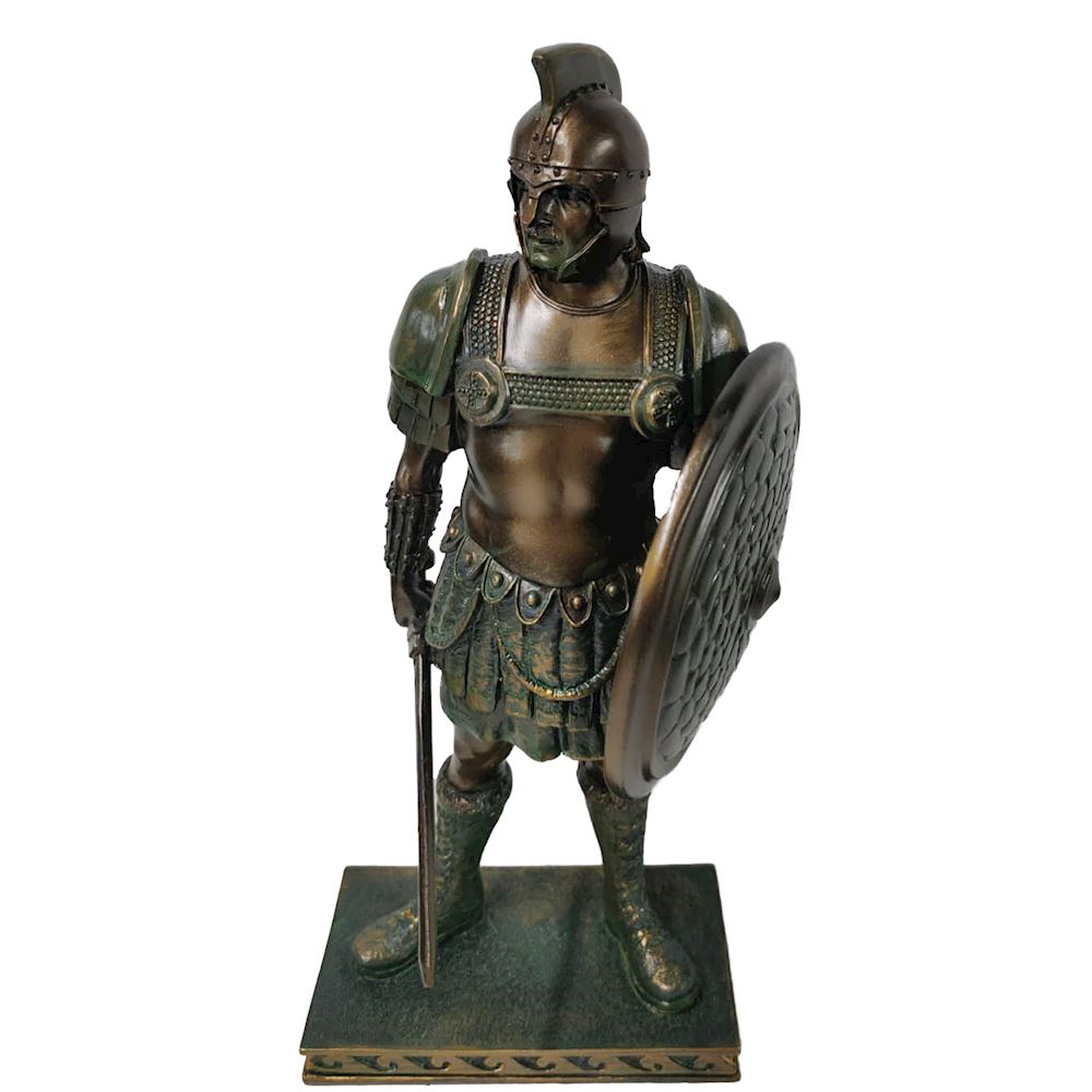 Antico Soldato Spartano Soldato Bronzo Antico "Soldato Romano" H Cm.