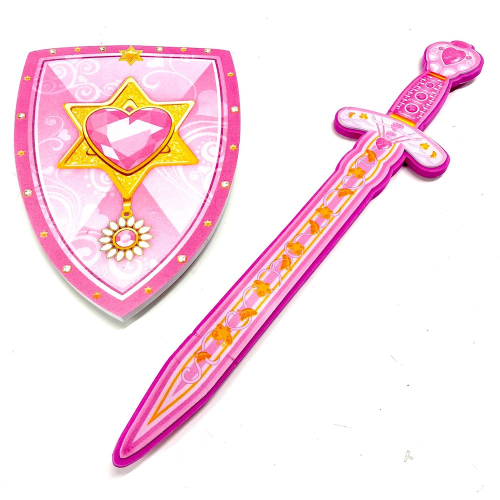 Set Scudo + Spada in Gomma Eva Foam Principessa Bambina Rosa Scudi ...