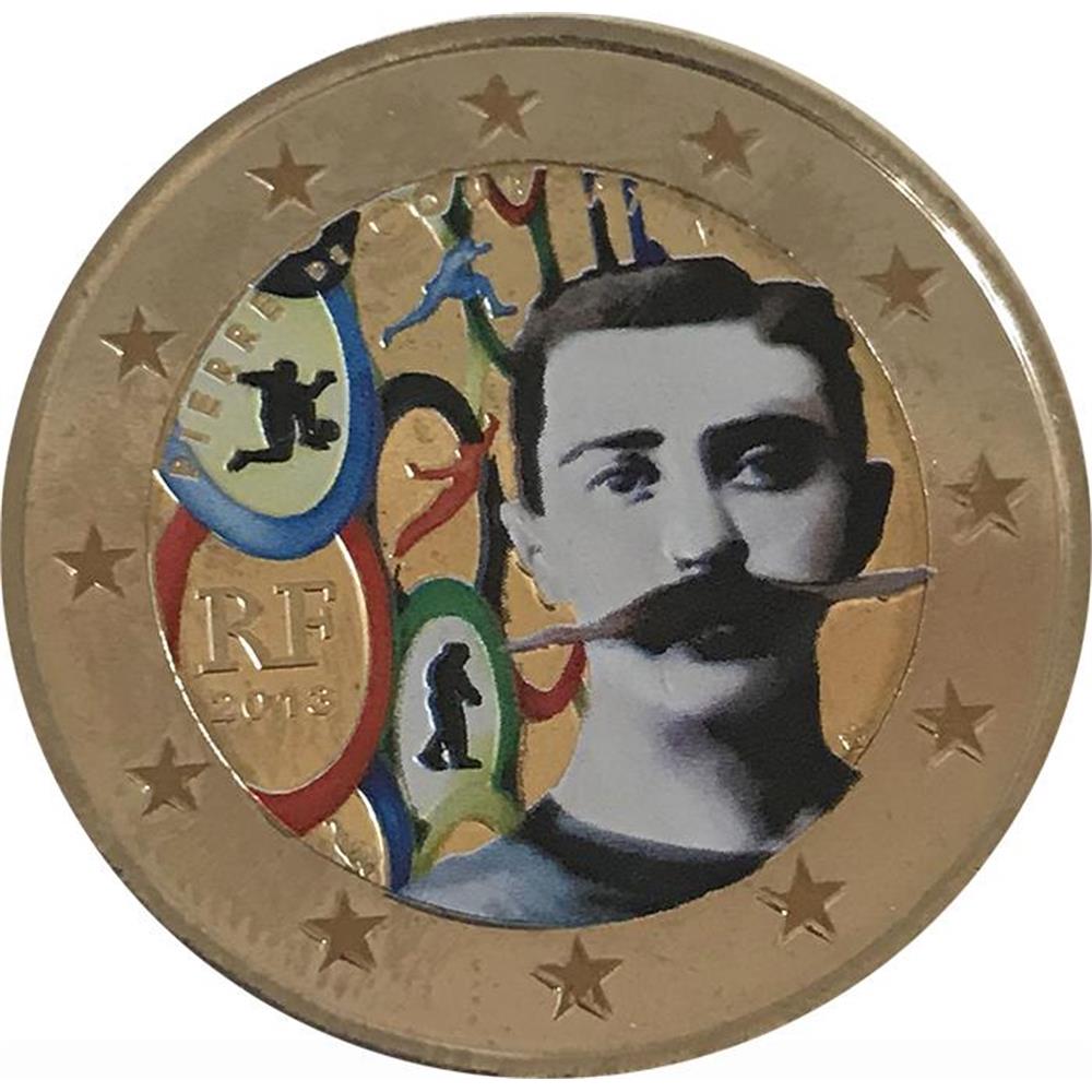 2 euro Francia 2013 Pierre de Coubertin colorata Colorati - Euro ...
