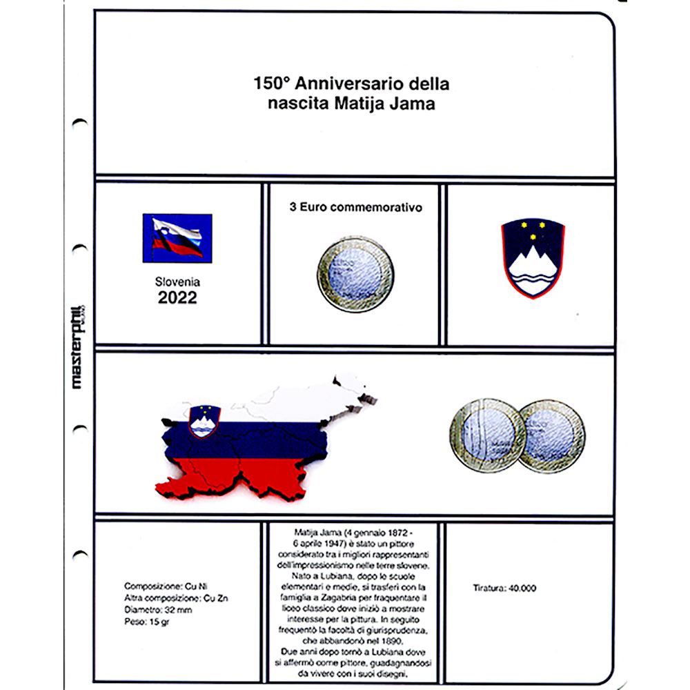 1 busta Masterphil 3 euro Slovenia 2022 150° Ann. della nascita Matija ...