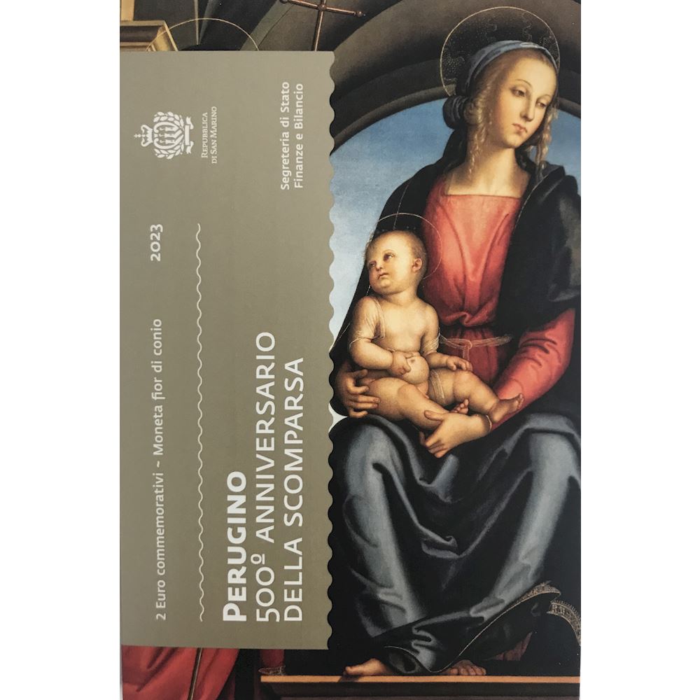 2 euro San Marino 2023 fdc 500°ann. della morte del Perugino 2023 ...