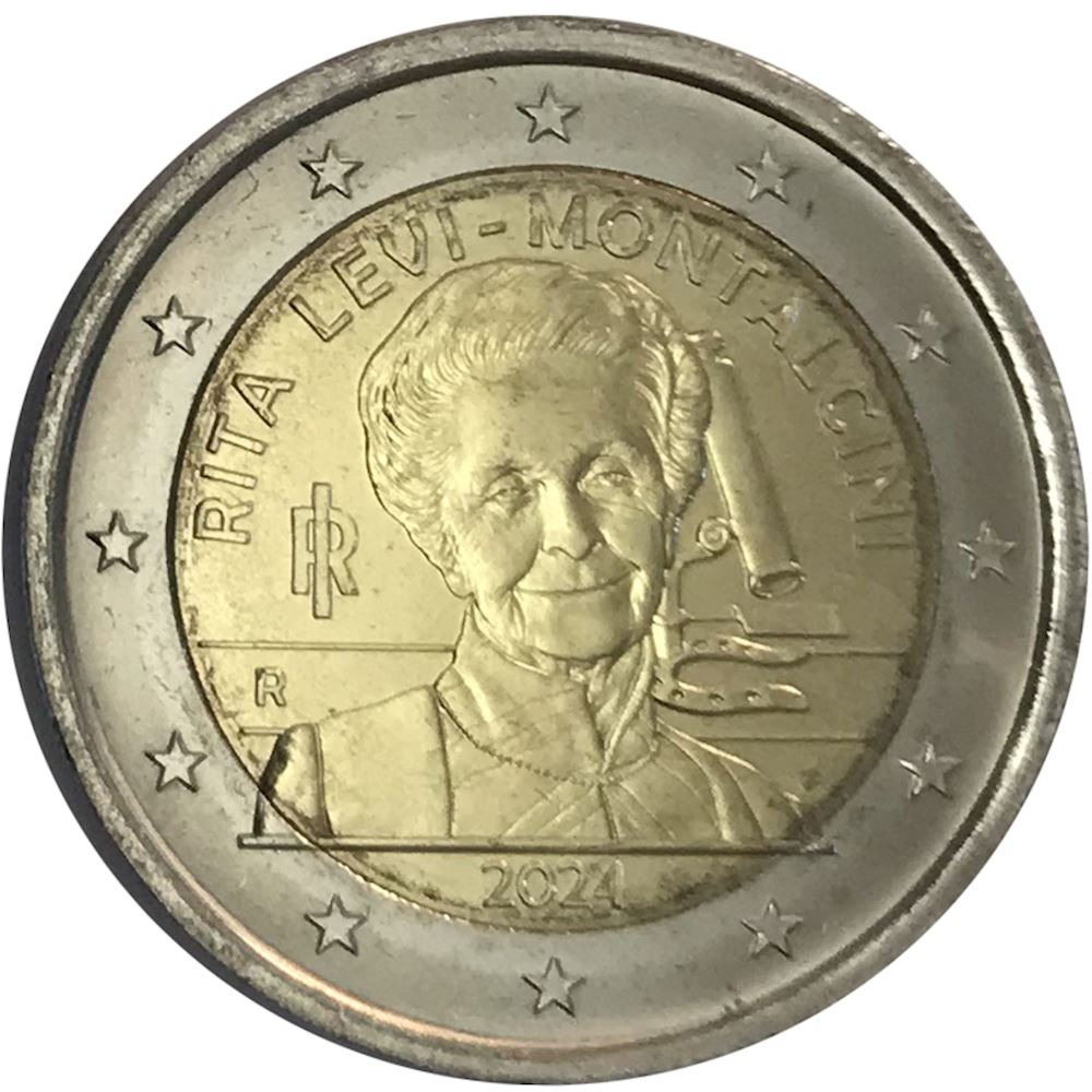 2 euro Italia 2024 fdc Rita Levi Montalcini 2024 - Euro commemorativi, monete e francobolli rari ...