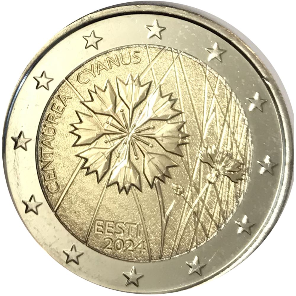 2 euro Estonia 2024 Fiore nazionale estone: il fiordaliso 2024 - Euro ...