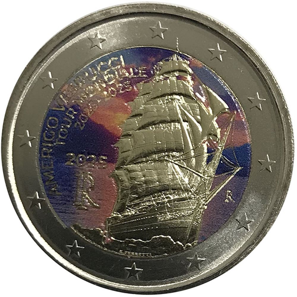 2 euro Italia 2025 Colorata Amerigo Vespucci 2025 - Euro commemorativi ...